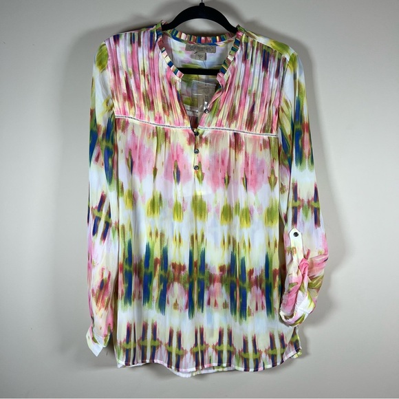 Vintage America | Tops | Sheer Colorful Top | Poshmark